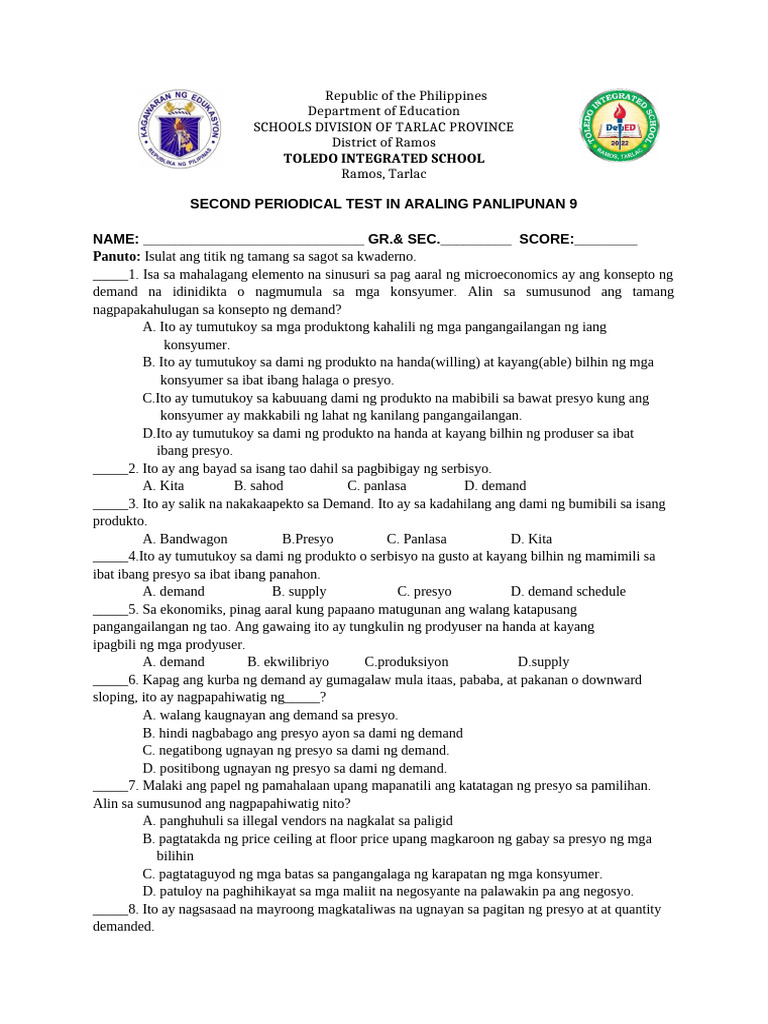 PT - G9 - Araling Panlipunan9 | PDF