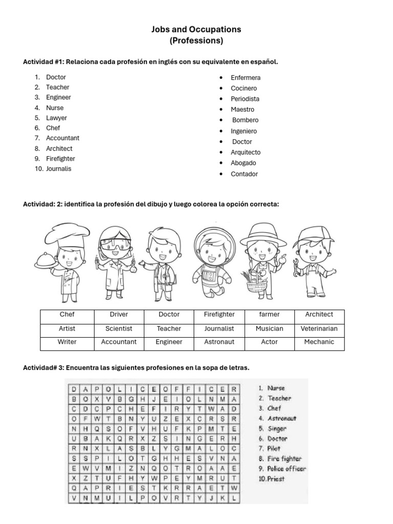 Activity Jobs and Occupations | PDF