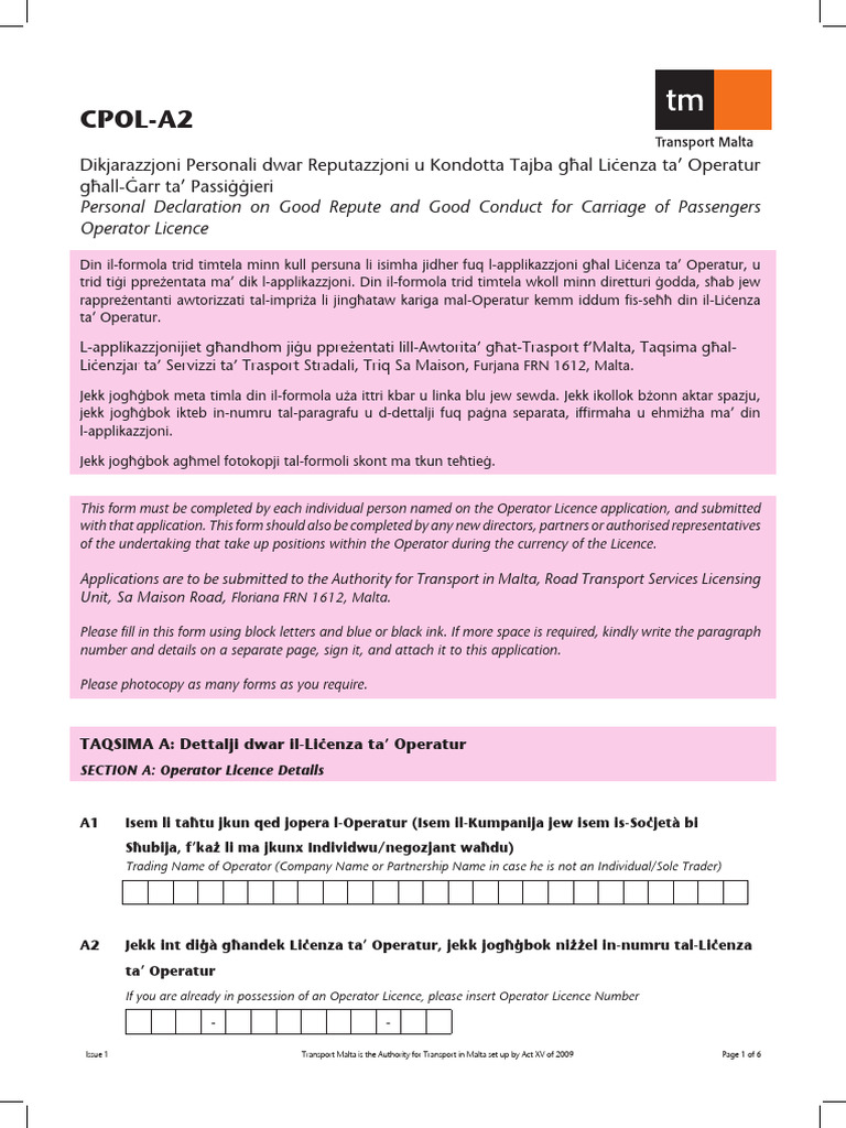 Cpol-A2 - Personal Declaration On Good Repute and Good Conduct For Cpol | PDF | Crimes | Crime ...