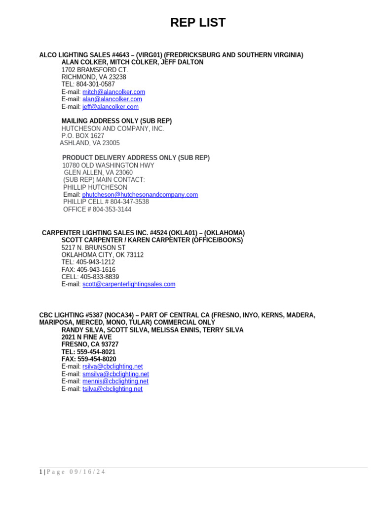 Rep List 2024 | PDF | Freight Transport