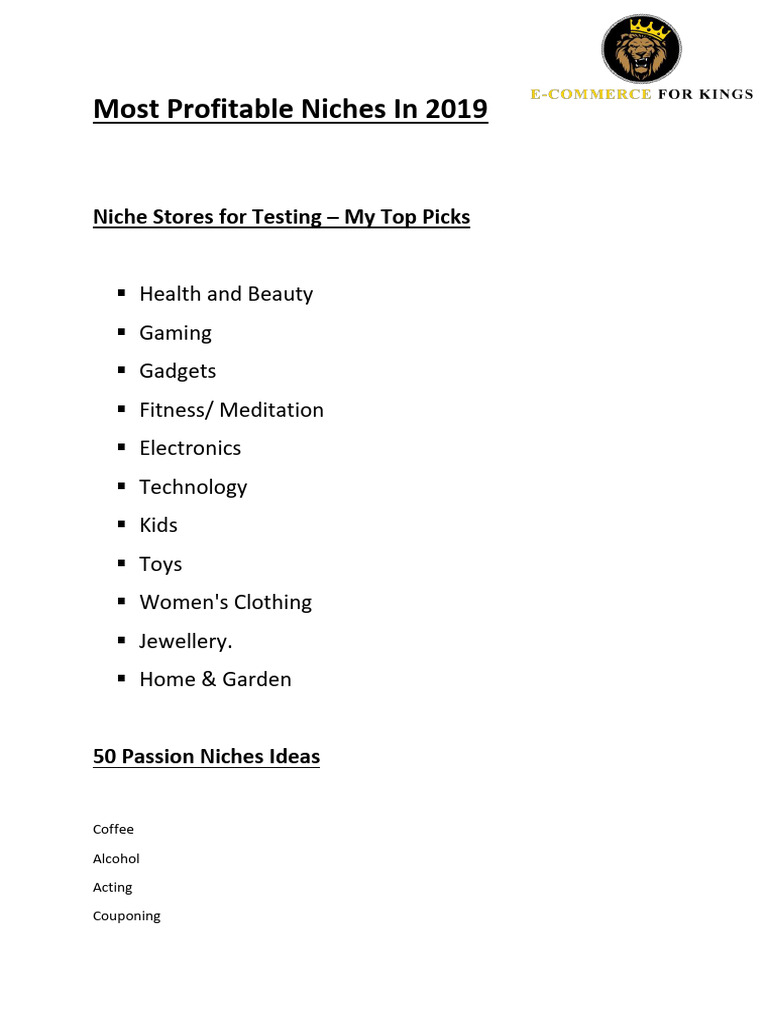 Ma Doc Most Profitable Niches | PDF