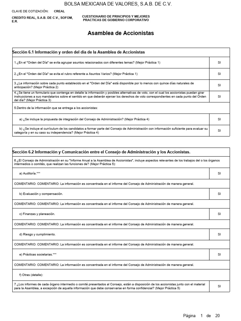 CREAL 2020 | PDF | Junta Directiva | Auditoría