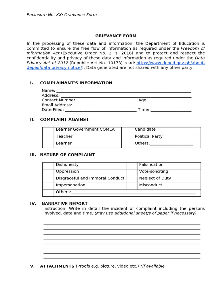 Enc.20 Grievance Form | PDF