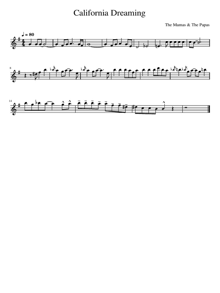 California Dreaming Sheet Music | PDF