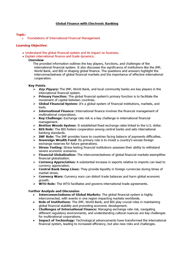 Global Finance and Electronic Banking Insights | PDF | Global Financial ...