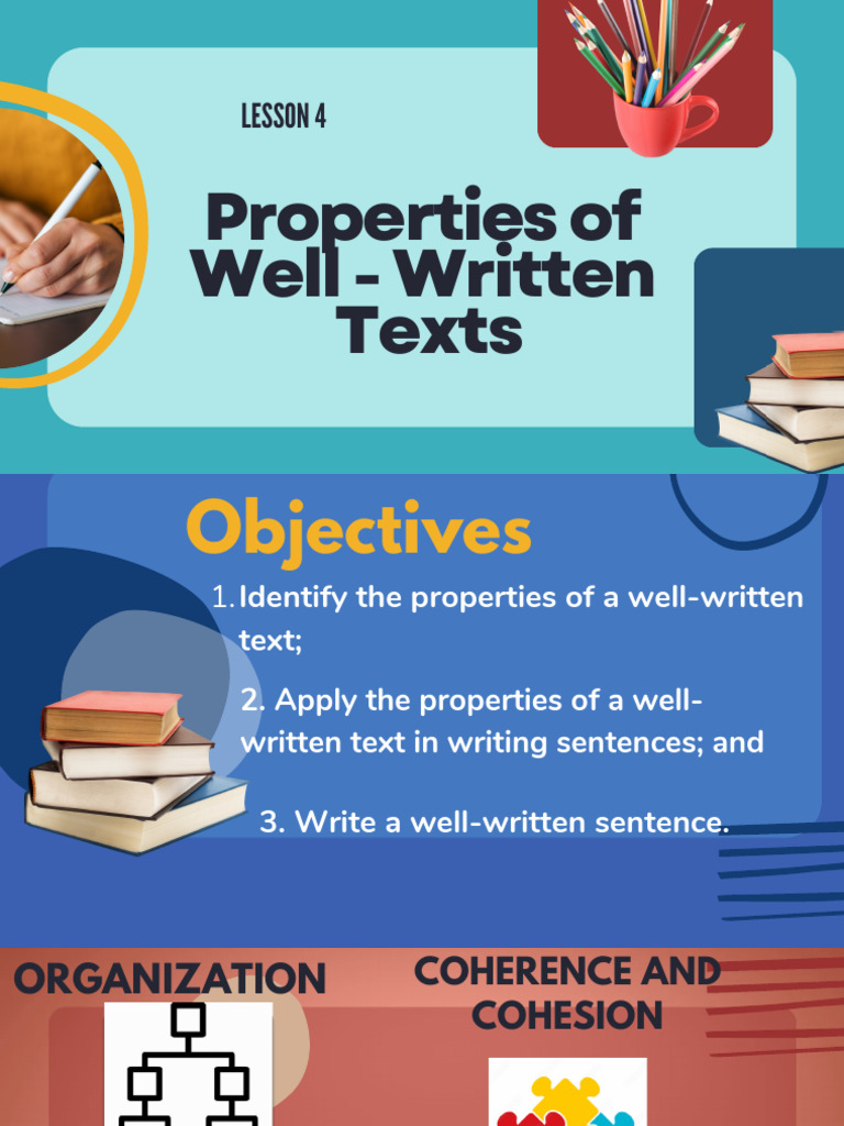 Lesson 4 Propertiies of Well-written Text | PDF | Word | Concept
