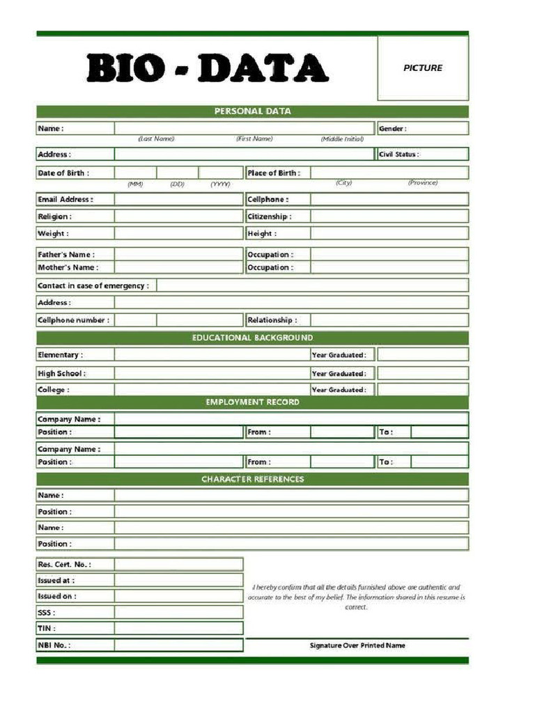 Biodata | PDF