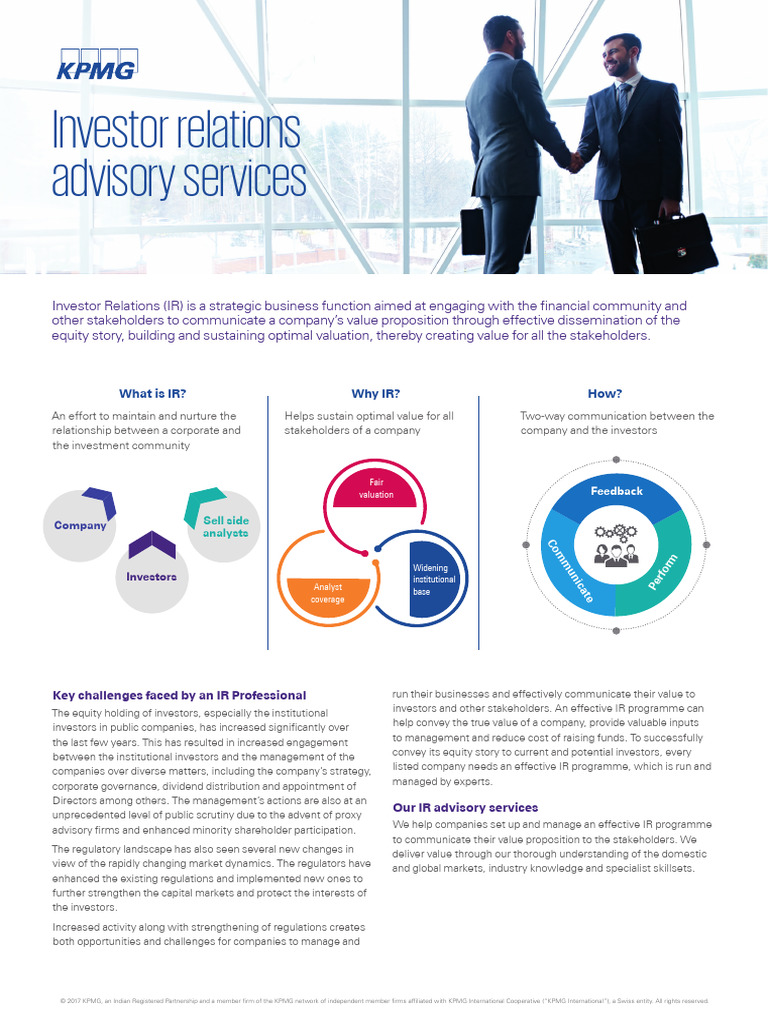 KPMG Investor Relations Advisory Services | PDF | Valuation (Finance ...