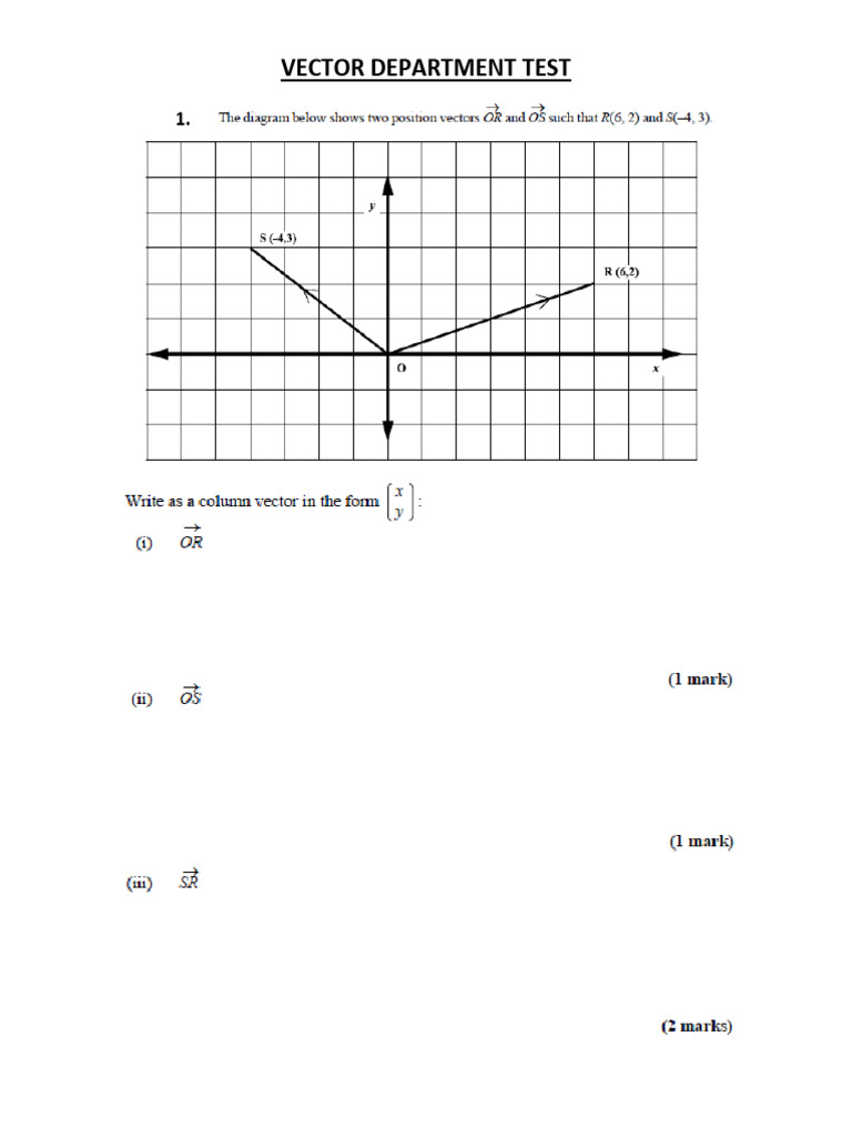 5th Form Department (Vectors Test) | PDF