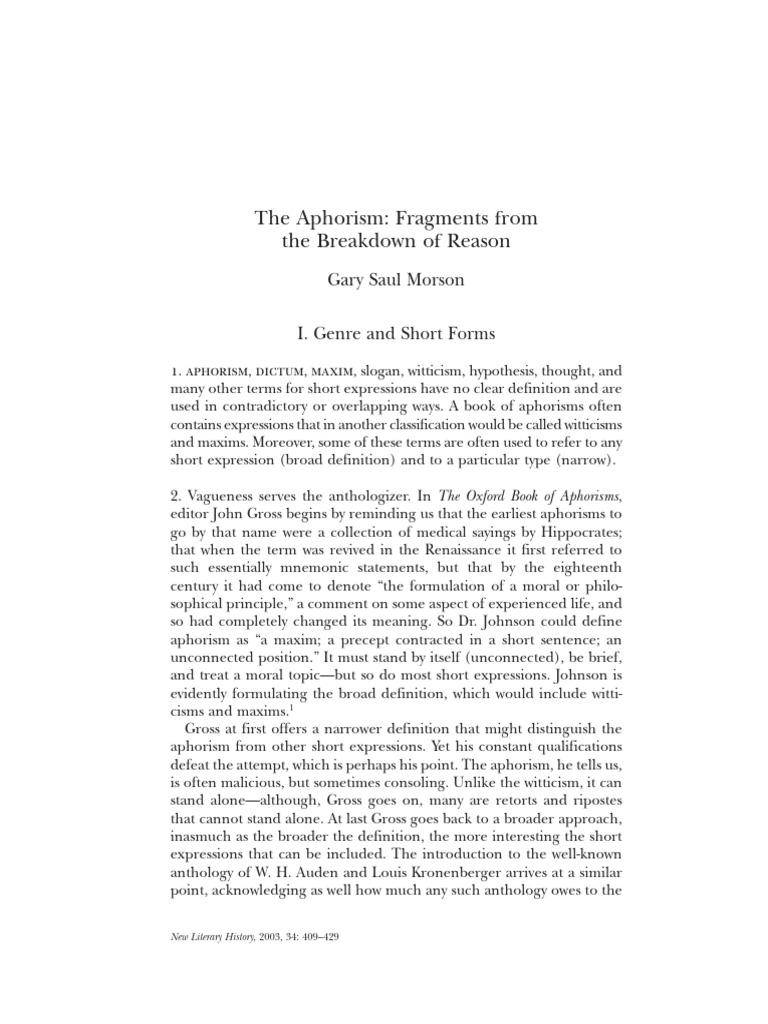 Understanding the Aphorism's Genre | PDF | Oedipus | Truth
