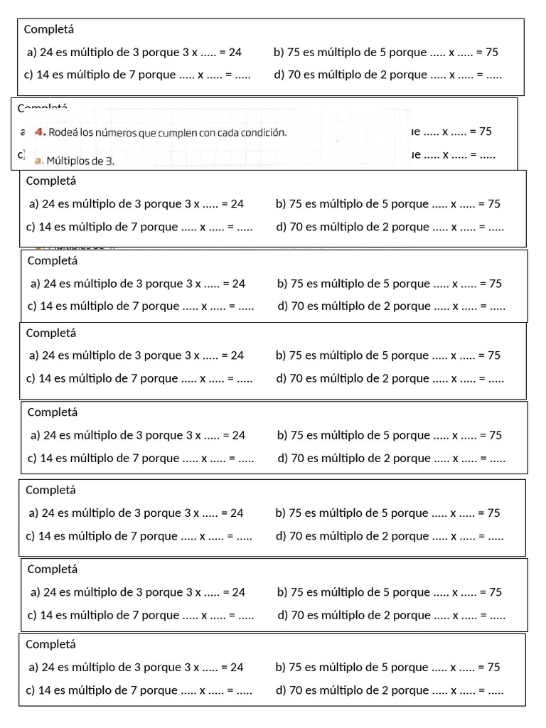 Ejercicios de Múltiplos para Niños | PDF