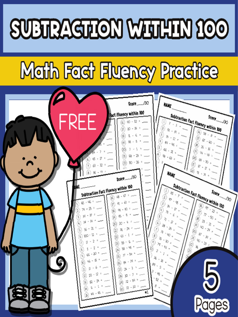 FreelMathFactFluencySubtractionWithin100Worksheets2ndGrade-1 | PDF
