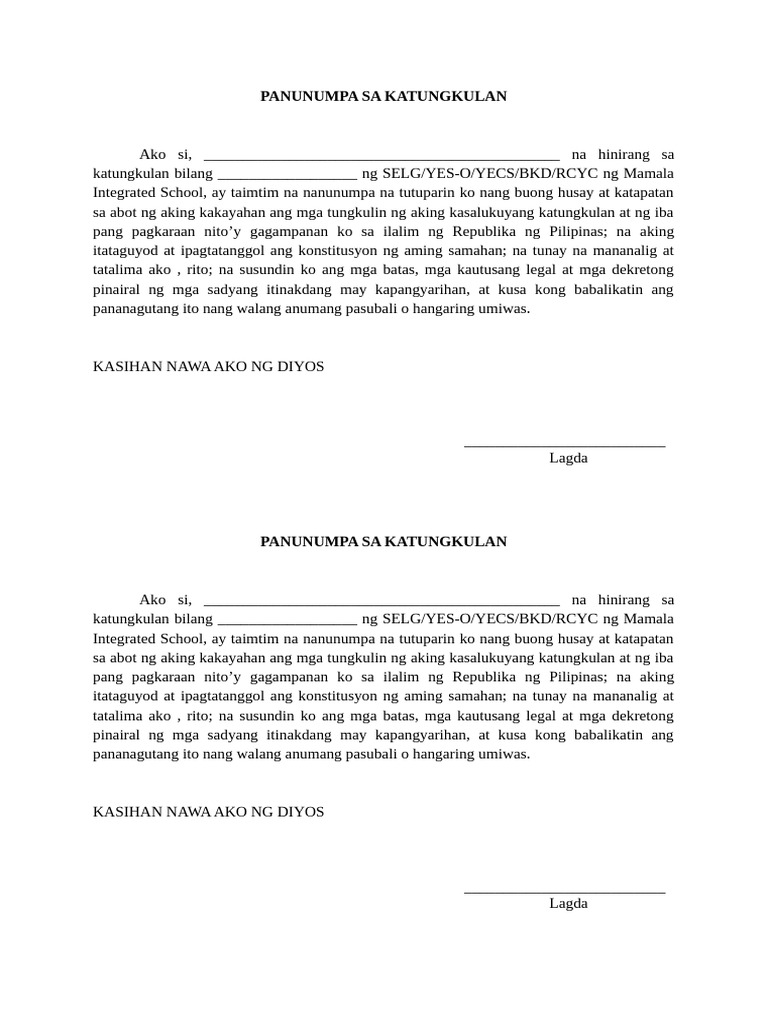 Panunumpa Sa Katungkulan | PDF
