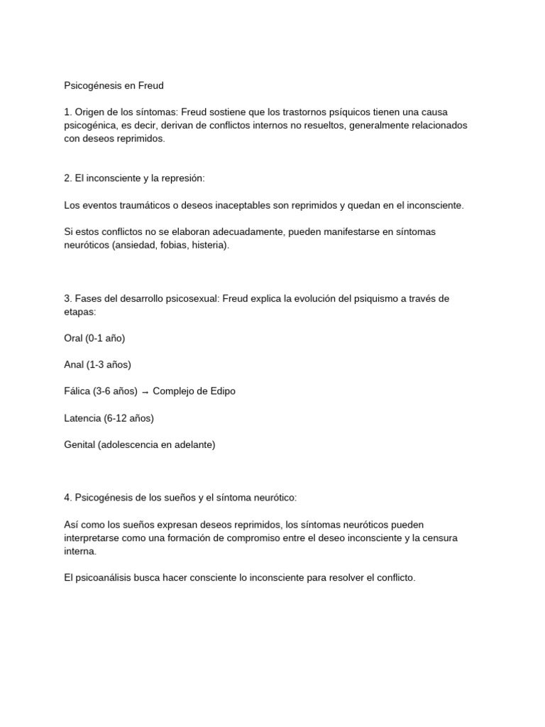 Psicogénesis en Freud | PDF