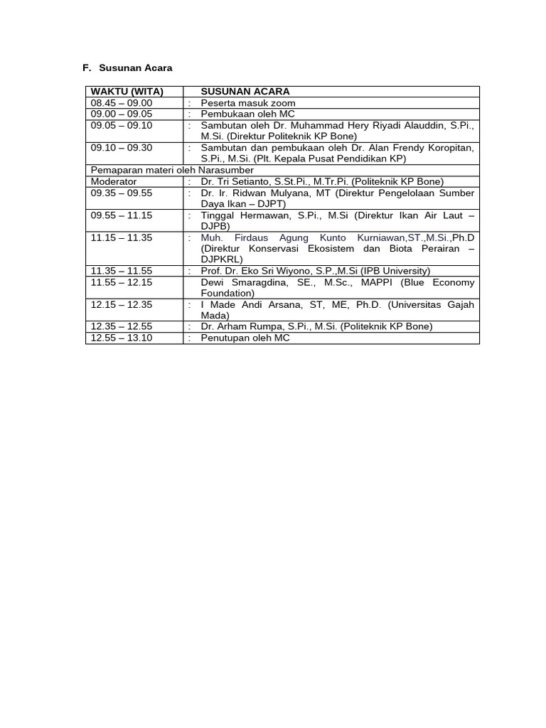 Contoh Susunan Acara Webinar Nasional | PDF