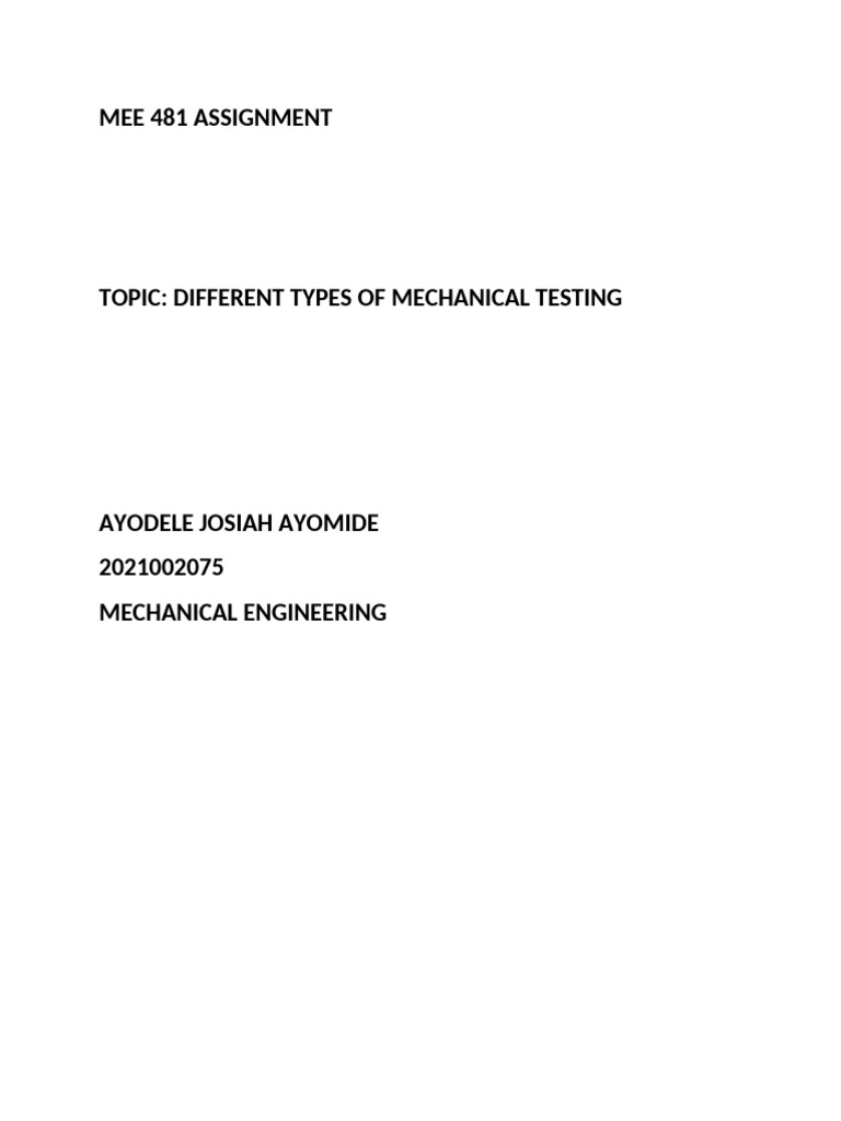 Types of Mechanical Testing Explained | PDF | Hardness | Strength Of ...