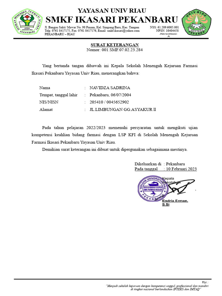 Surat Rekomendasi LSP | PDF