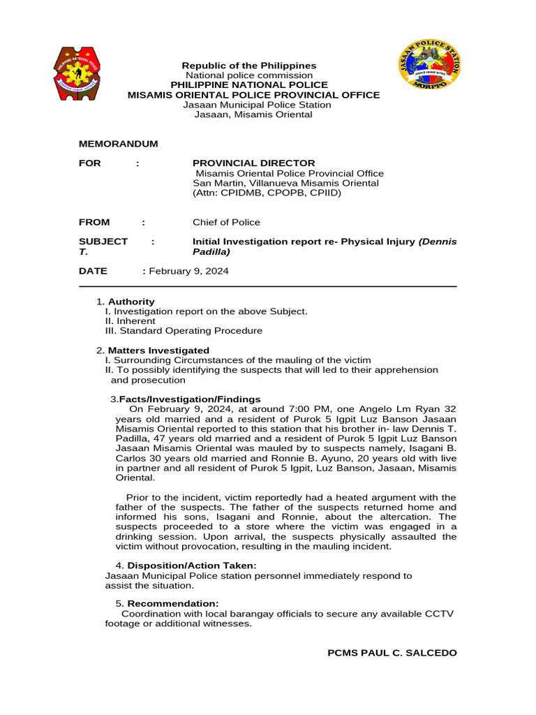 Initial Investigation | PDF | Crimes | Crime & Violence