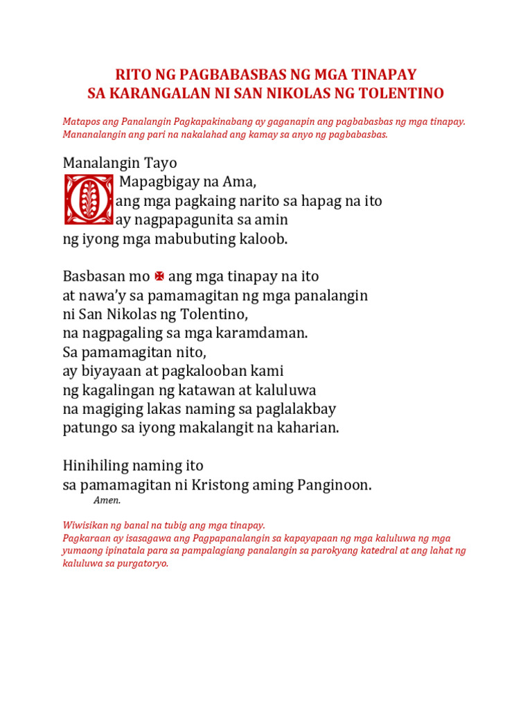 Liturgy 101 Pagbabasbas NG Tinapay | PDF