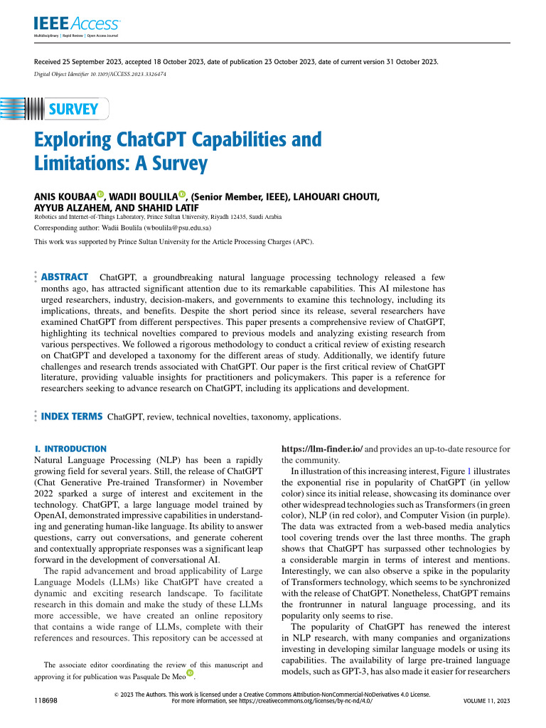 Exploring ChatGPT Capabilities and Limitations A Survey | PDF ...