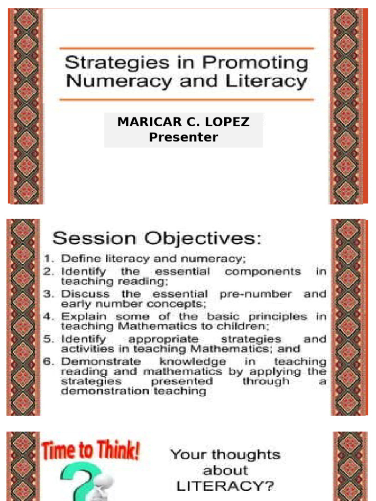 Strategies in Promoting Literacy and Numeracy | PDF