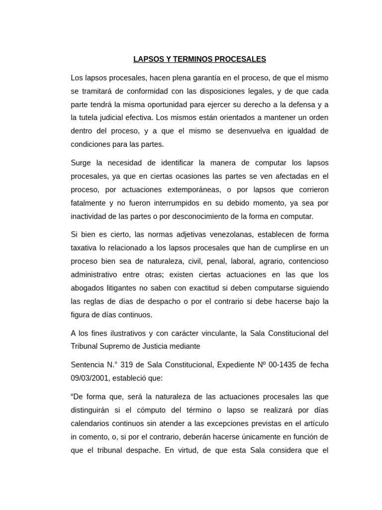Lapsos y Terminos Procesales | PDF | Procedimiento Civil | Justicia