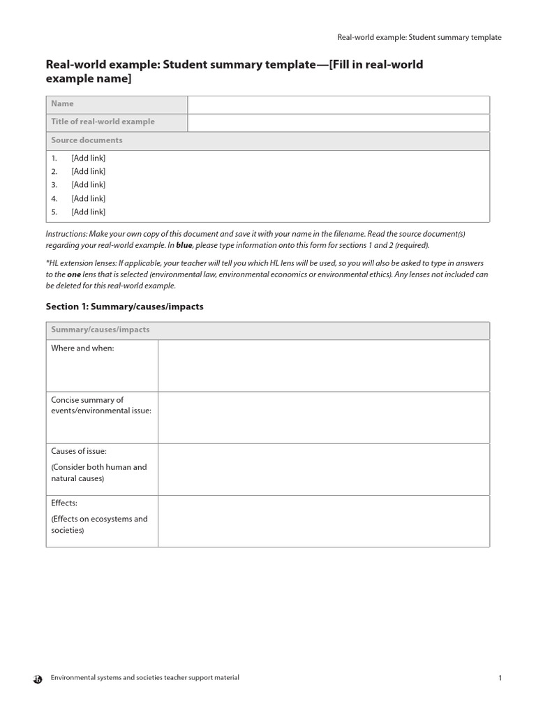 RWE Student Summary Template | PDF | Environmental Social Science ...