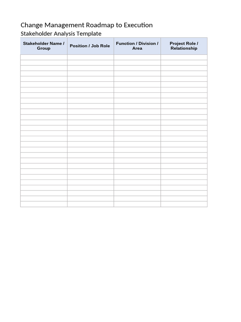 LIL - Template - Stakeholder Analysis | PDF