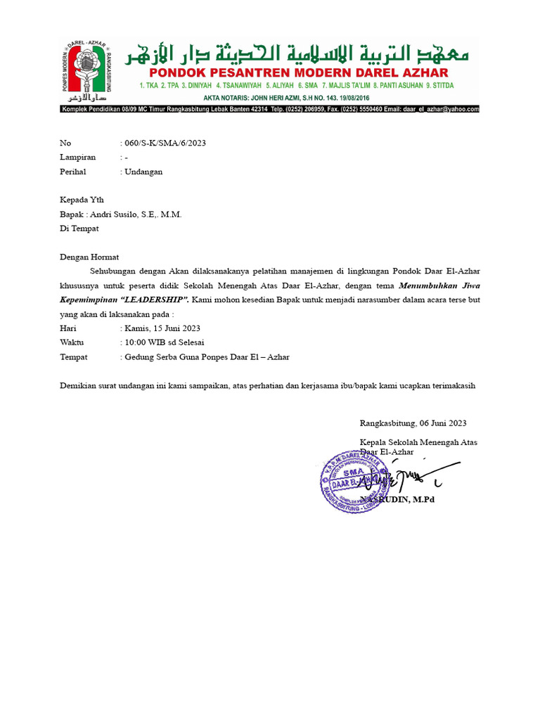 Surat Undangan Narsum | PDF