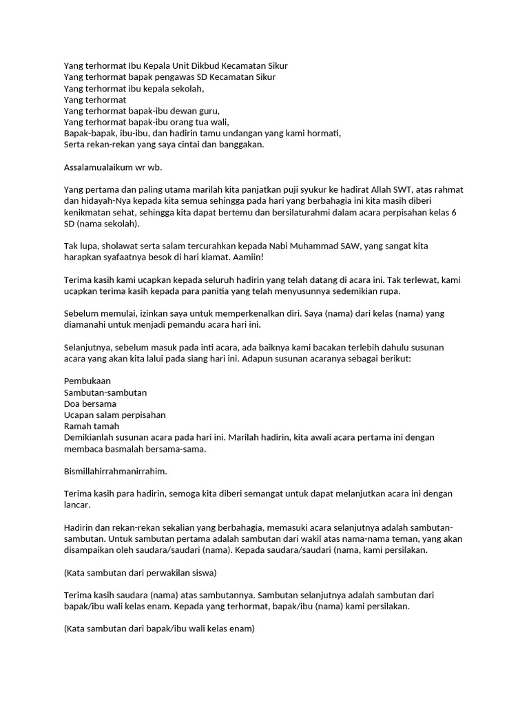 Susunan Acar Perpisahan | PDF