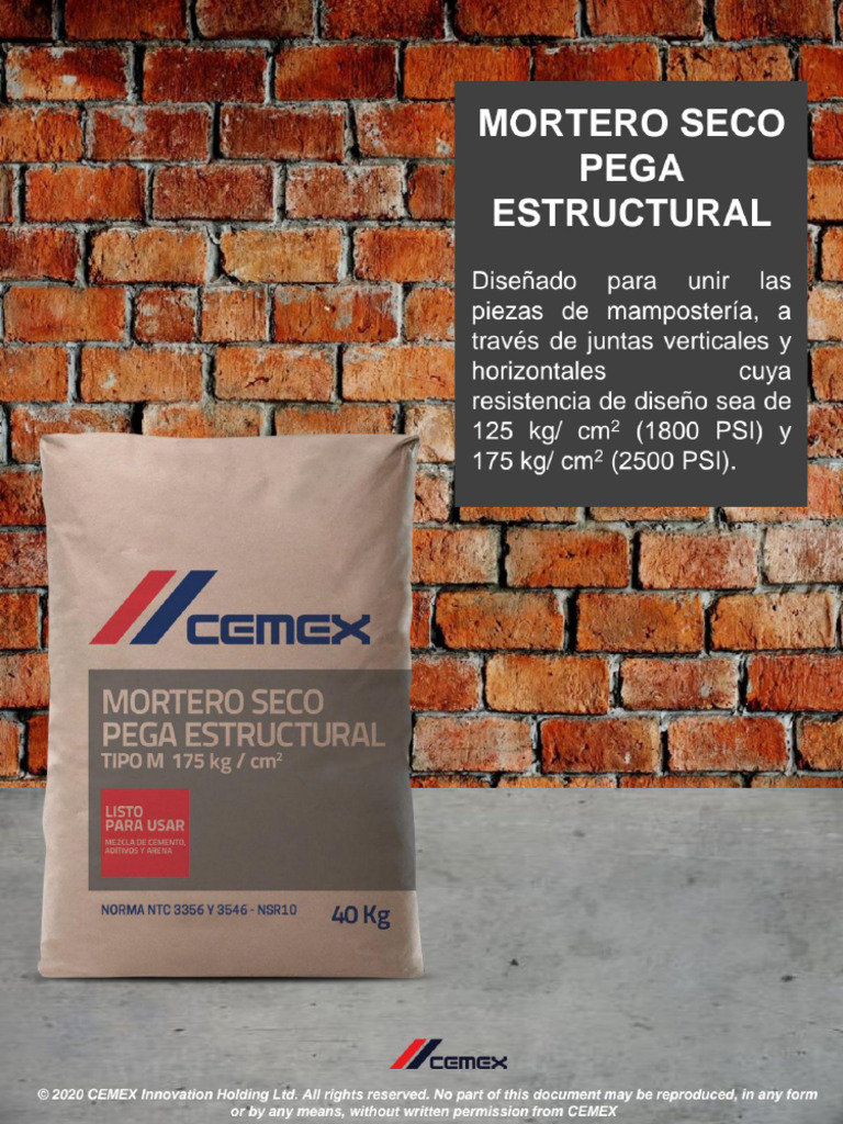 Mortero Seco Pega Estructural Co | PDF