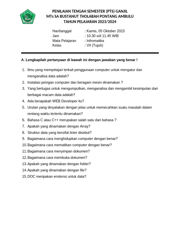 4.3 PTS Ganjil 2324__7 TIK | PDF