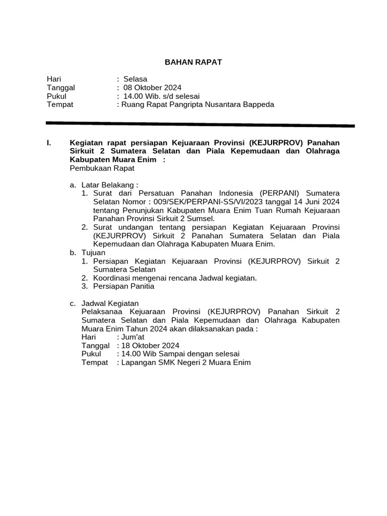 bahan rapat 8 Oktober | PDF