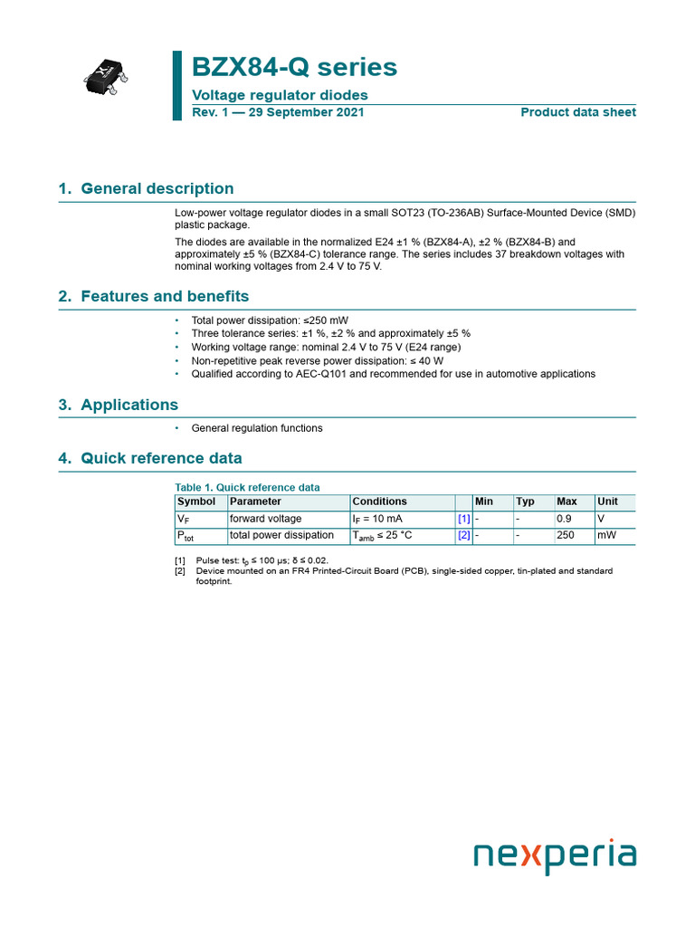 BZX84-Q Voltage Regulator Diodes | PDF | Diode | Printed Circuit Board