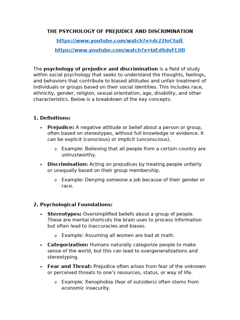 The Psychology of Prejudice and Discrimination | PDF | Prejudices | Discrimination