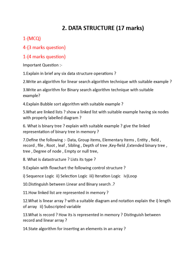 Datastructures IMP Questions | PDF