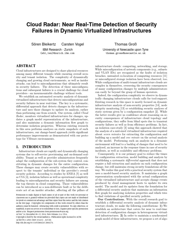 Cloud Radar: Near Real-Time Detection of Security Failures in Dynamic ...