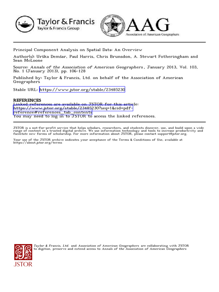 Demar PrincipalComponentAnalysis 2013 | PDF | Principal Component Analysis | Spatial Analysis