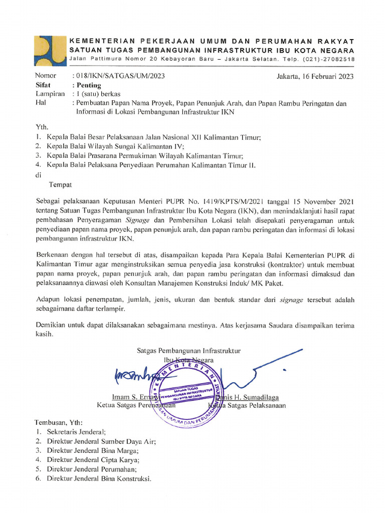 018 IKN SATGAS UM 2023 - Pembuatan Papan Nama Proyek Signage-1 | PDF