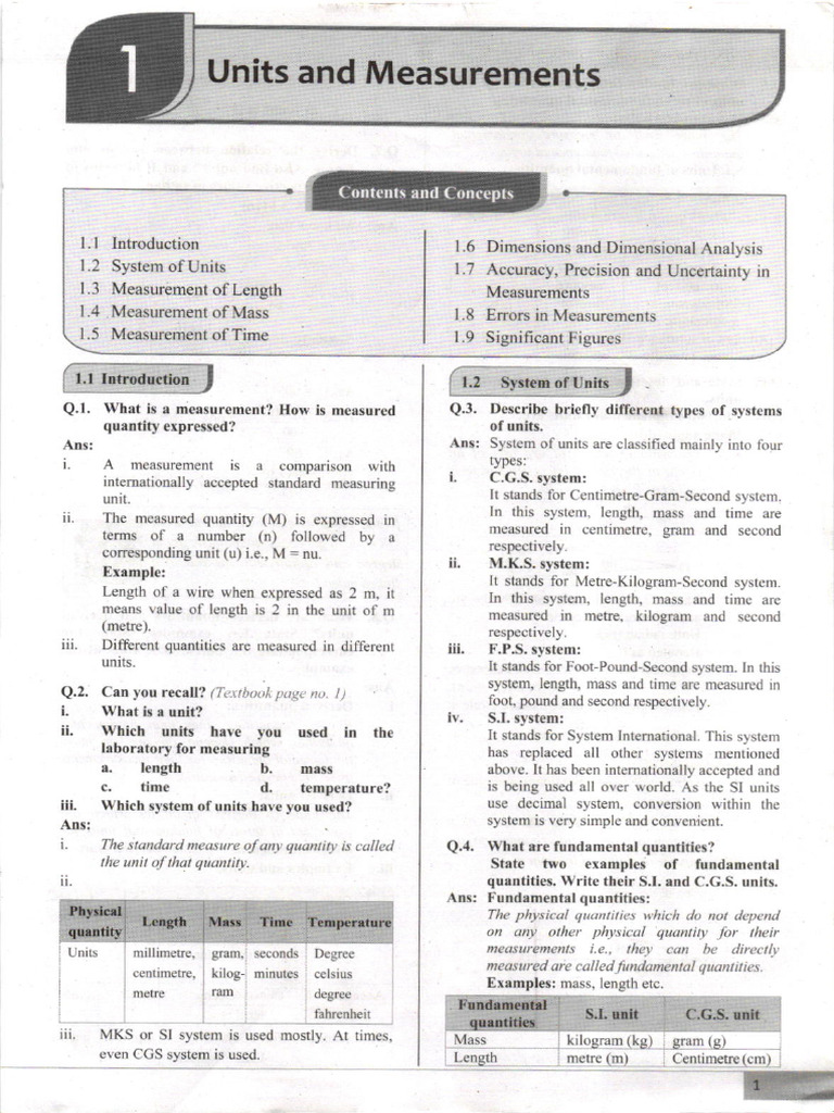 1. Units and Measurements | PDF | Measurement | Apsis