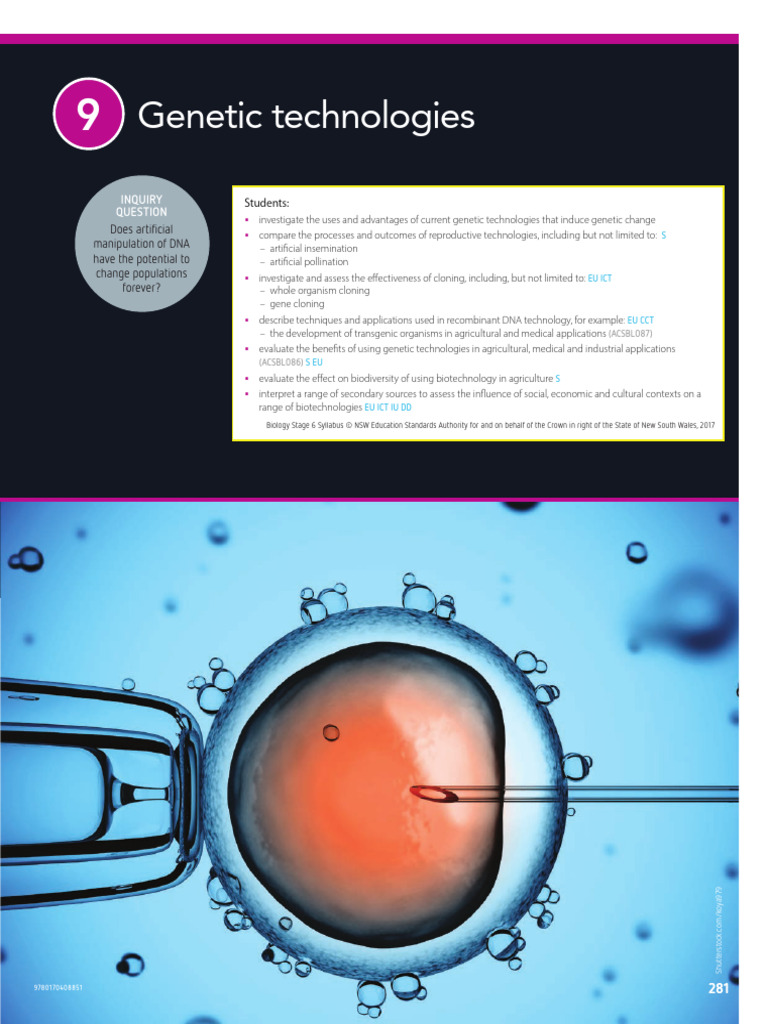 BiF Chapter 9 Genetic Technologies | PDF | Molecular Cloning ...