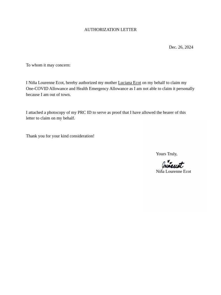 Authorization Letter | PDF