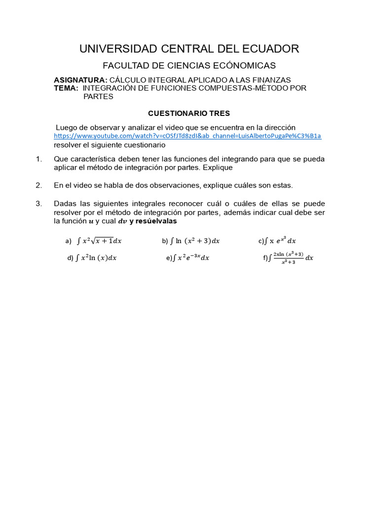 C3. Método de integración por partes CI (1) | PDF