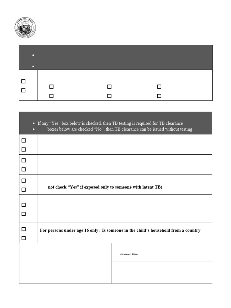 2 TB Document G TB Risk Assessment For Adults and Children | PDF