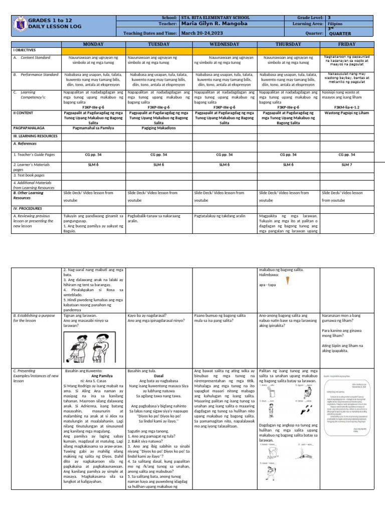 Fil-3 Q3 W6-DLL | PDF