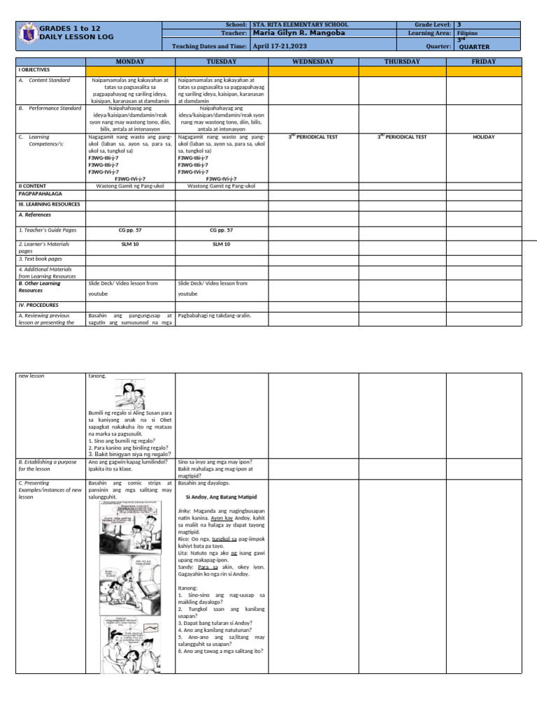 Fil-3 Q3 W10-DLL | PDF