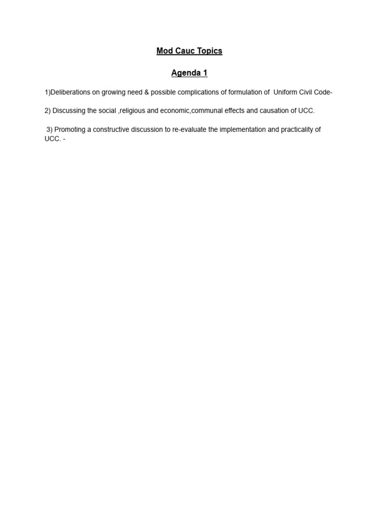 Uniform Civil Code Discussion Agenda | PDF