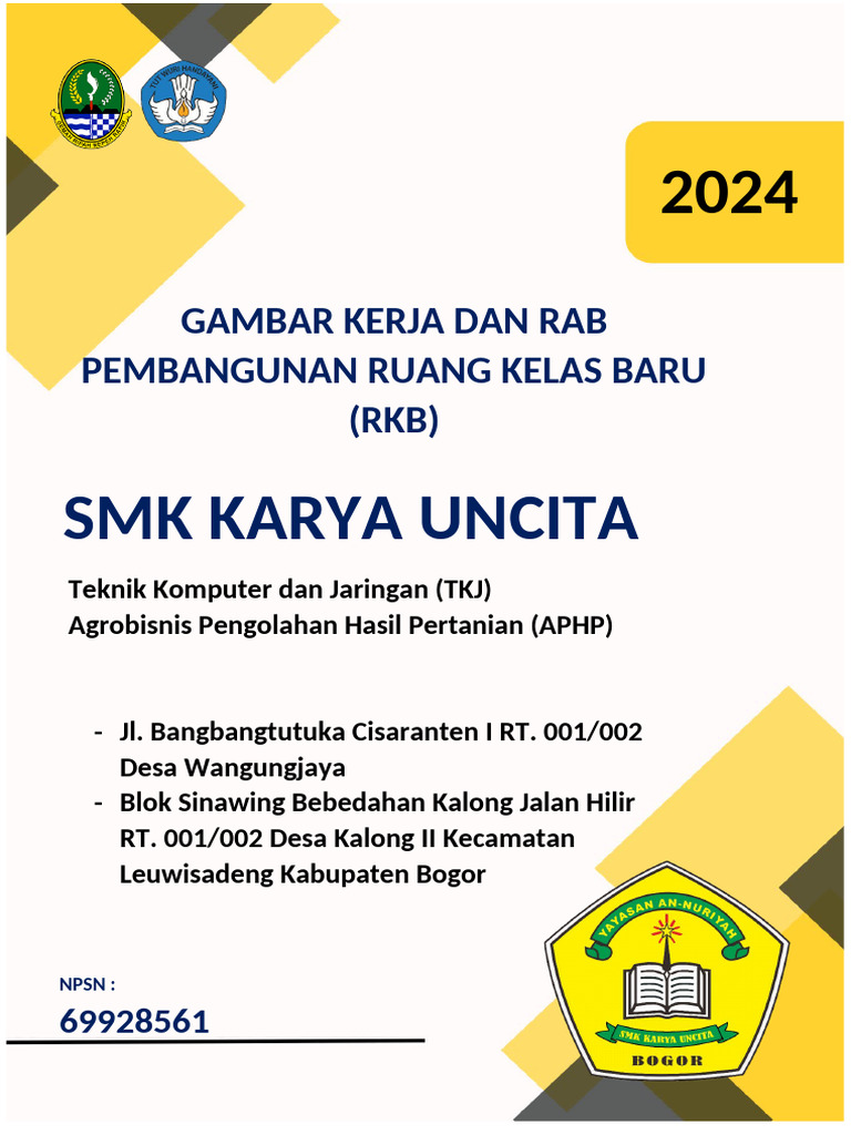 Cover Gambar Kerja Dan Rab SMK Karya Uncita | PDF
