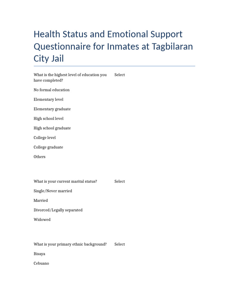 Revised SOP Questionnaire With Tables | PDF