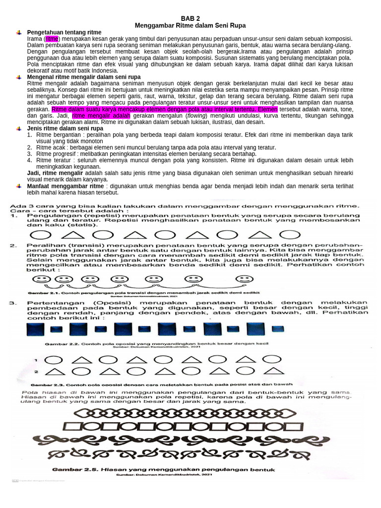 Seni Rupa Bab 2 (Menggambar Ritme) | PDF